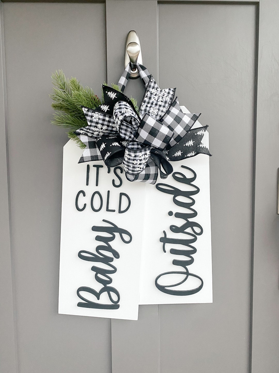 Winter Front Door Decor | Tag Door Hanger | Christmas Wreath | Baby It ...
