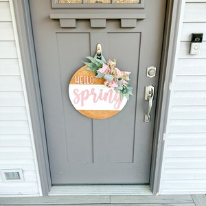 Hello Spring | Wood Door Hanger | Front Door Decor | Spring Door Hanger ...