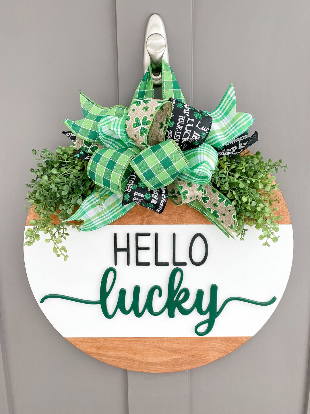 Hello Lucky, St. Patricks Day, Decoration, Farmhouse, Door Hanger ...