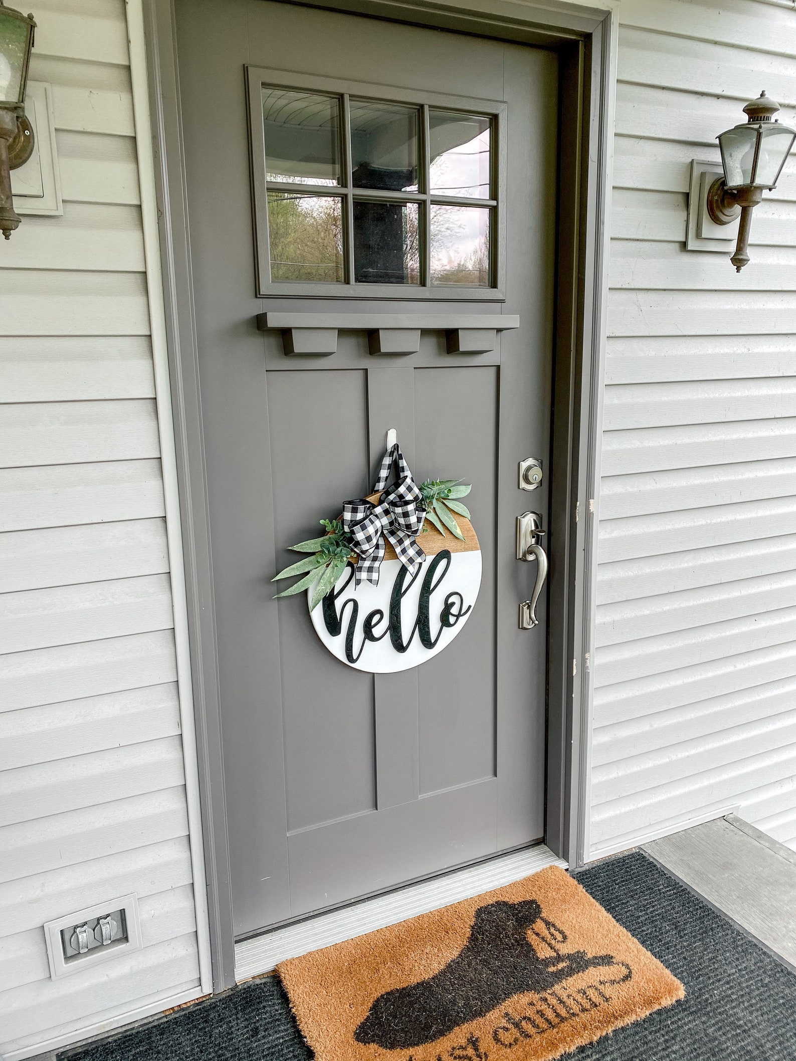 Front Door Decor Hello Door Hanger Front Door Wreath - Etsy