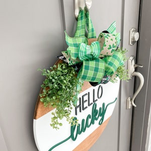 Hello Lucky, St. Patricks Day, Decoration, Farmhouse, Door Hanger ...