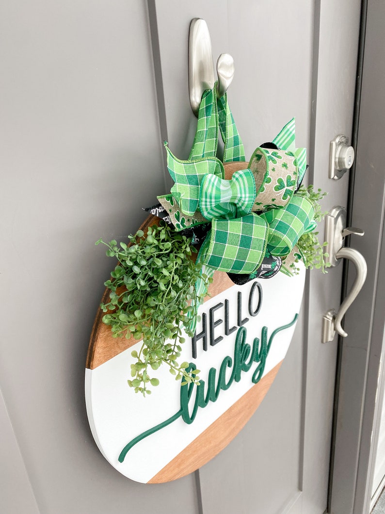 Hello Lucky St. Patricks Day Decoration Farmhouse Door - Etsy