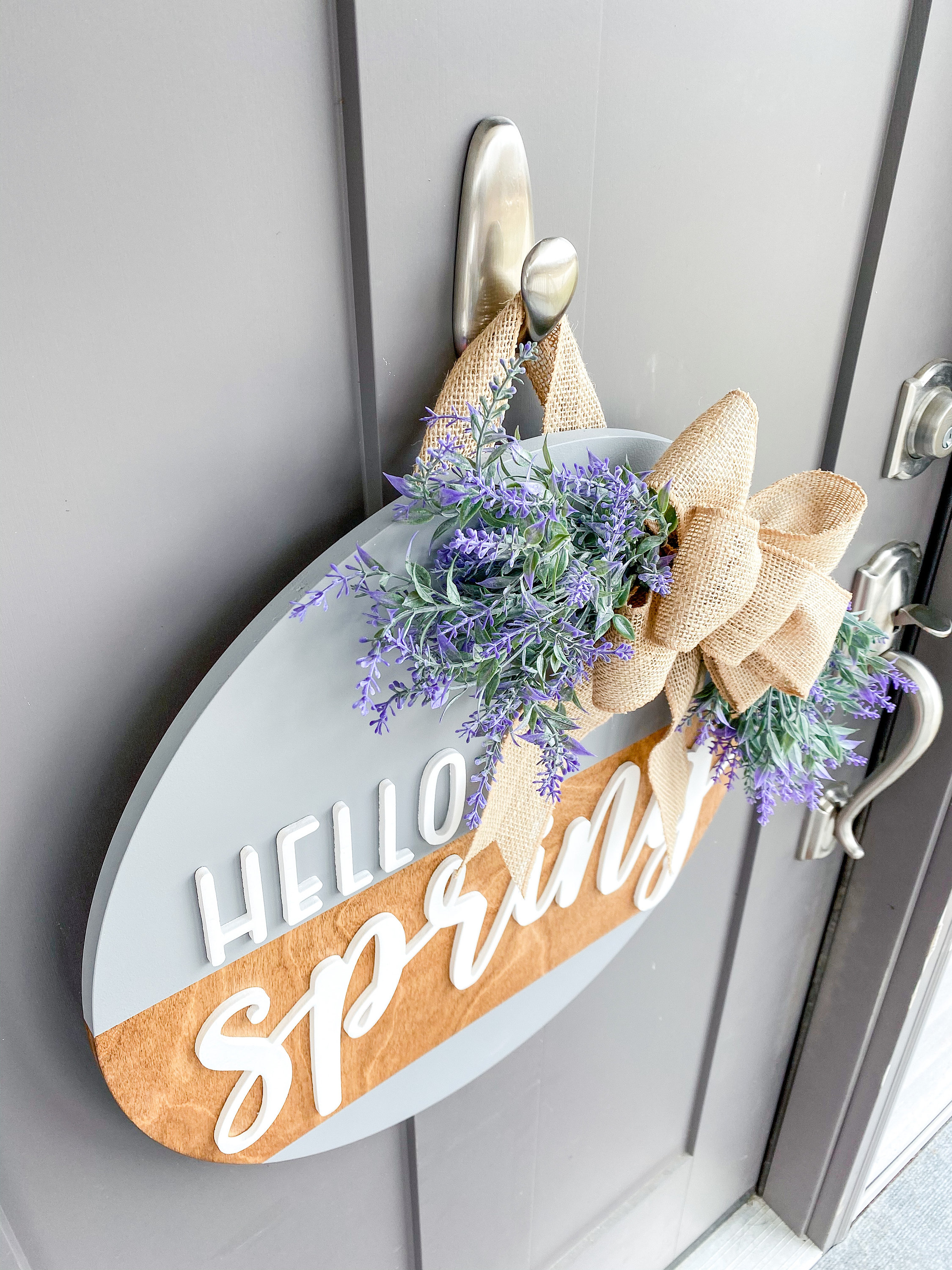 Front Door Decor | Hello Spring | Round Wood Sign | Front Door Wreath ...