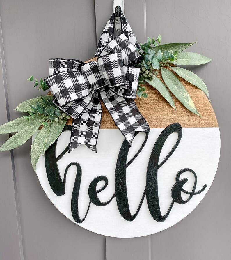 Front Door Decor Hello Door Hanger Front Door Wreath - Etsy