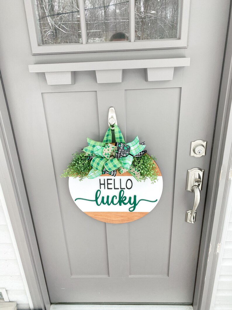 Hello Lucky St. Patricks Day Decoration Farmhouse Door - Etsy