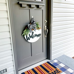 Front Door Decor Welcome Round Wood Sign Front Door - Etsy