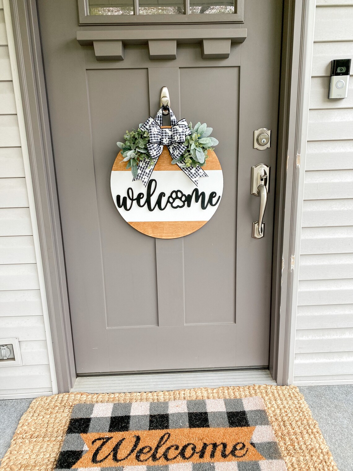 Front Door Decor Dog Paw Print Round Wood Sign Front - Etsy