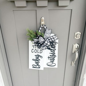 Winter Front Door Decor | Tag Door Hanger | Christmas Wreath | Baby It ...