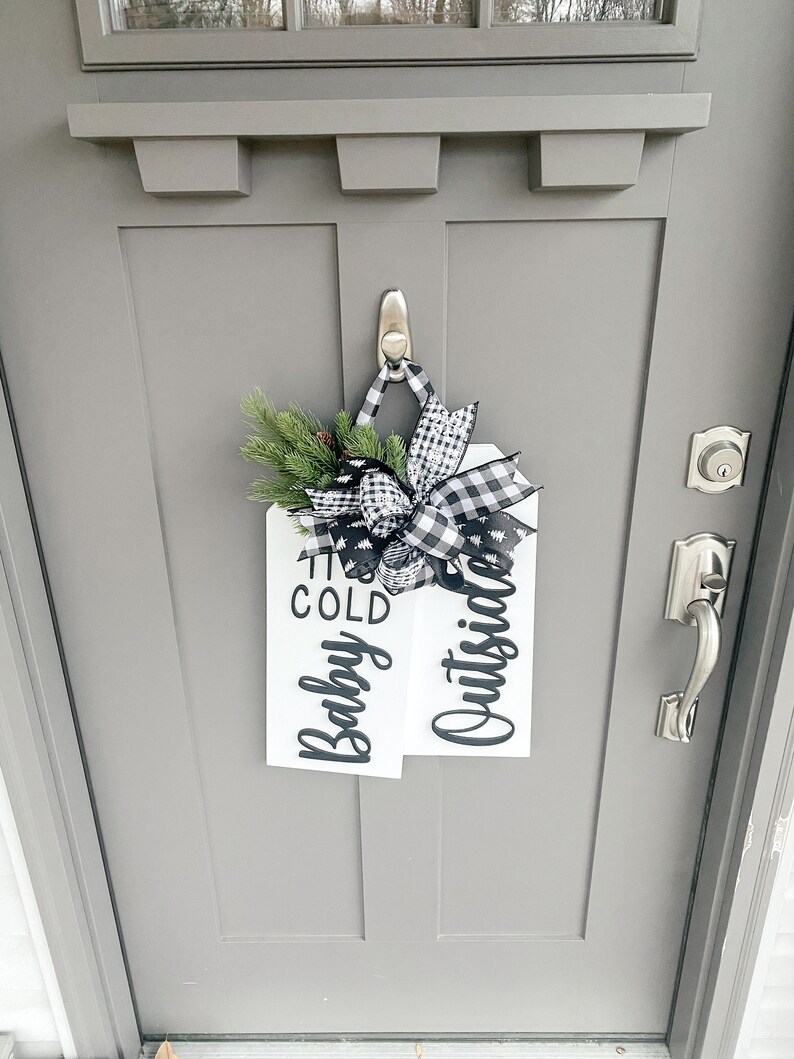Winter Front Door Decor | Tag Door Hanger | Christmas Wreath | Baby It ...