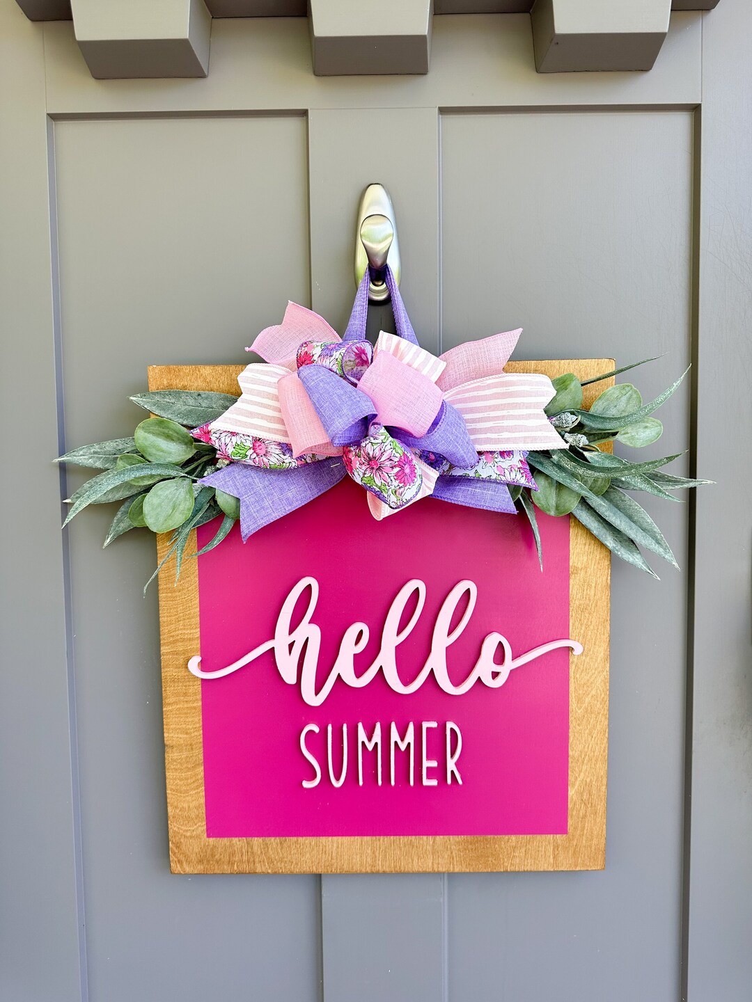 Hello Summer Wood Door Hanger Summer Front Door Decor Summer Door ...