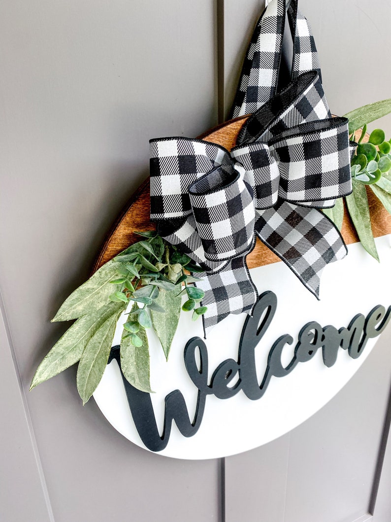 Front Door Decor Welcome Round Wood Sign Front Door - Etsy