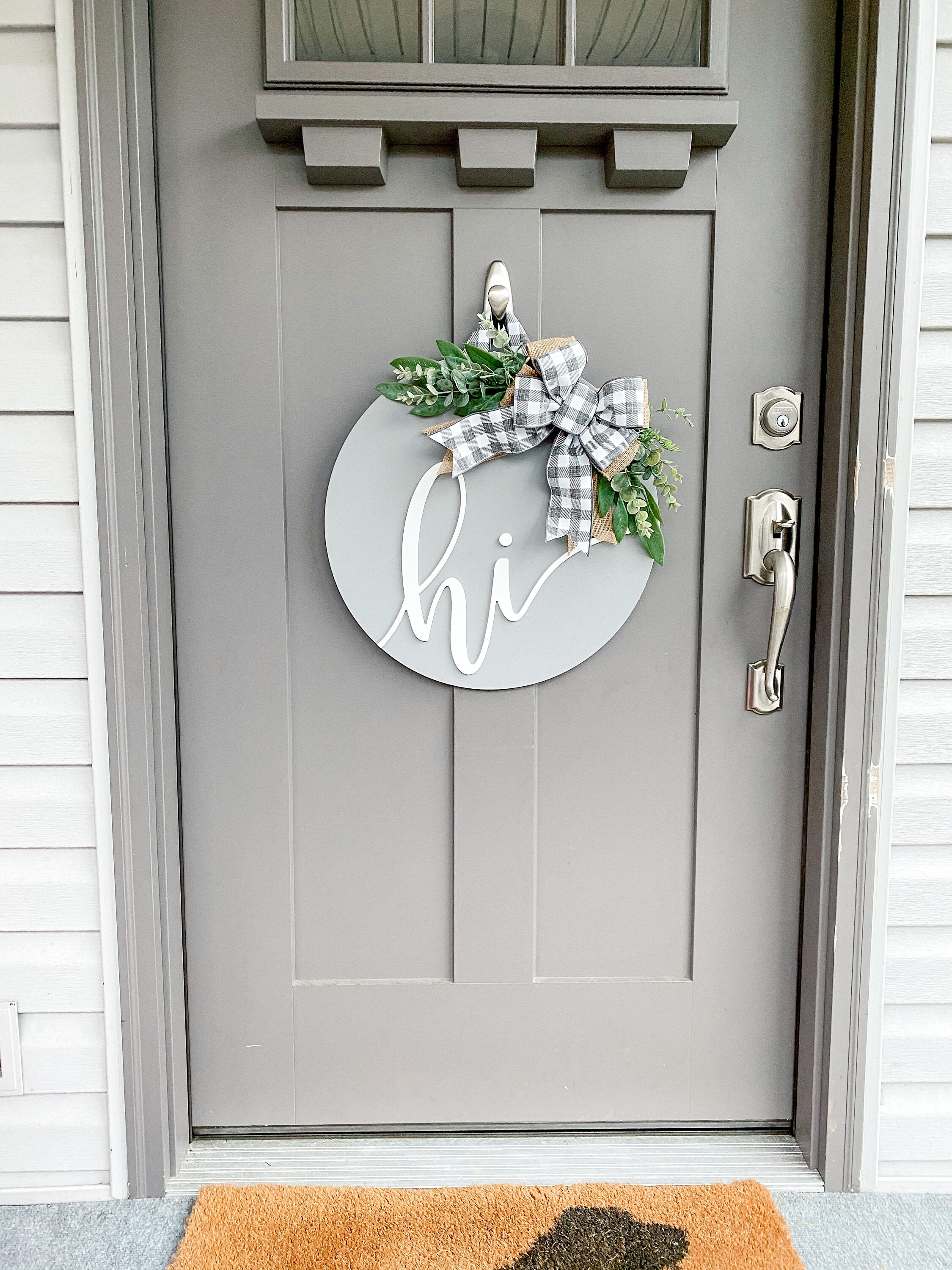 Front Door Decor Hi Round Wood Sign Front Door Wreath - Etsy