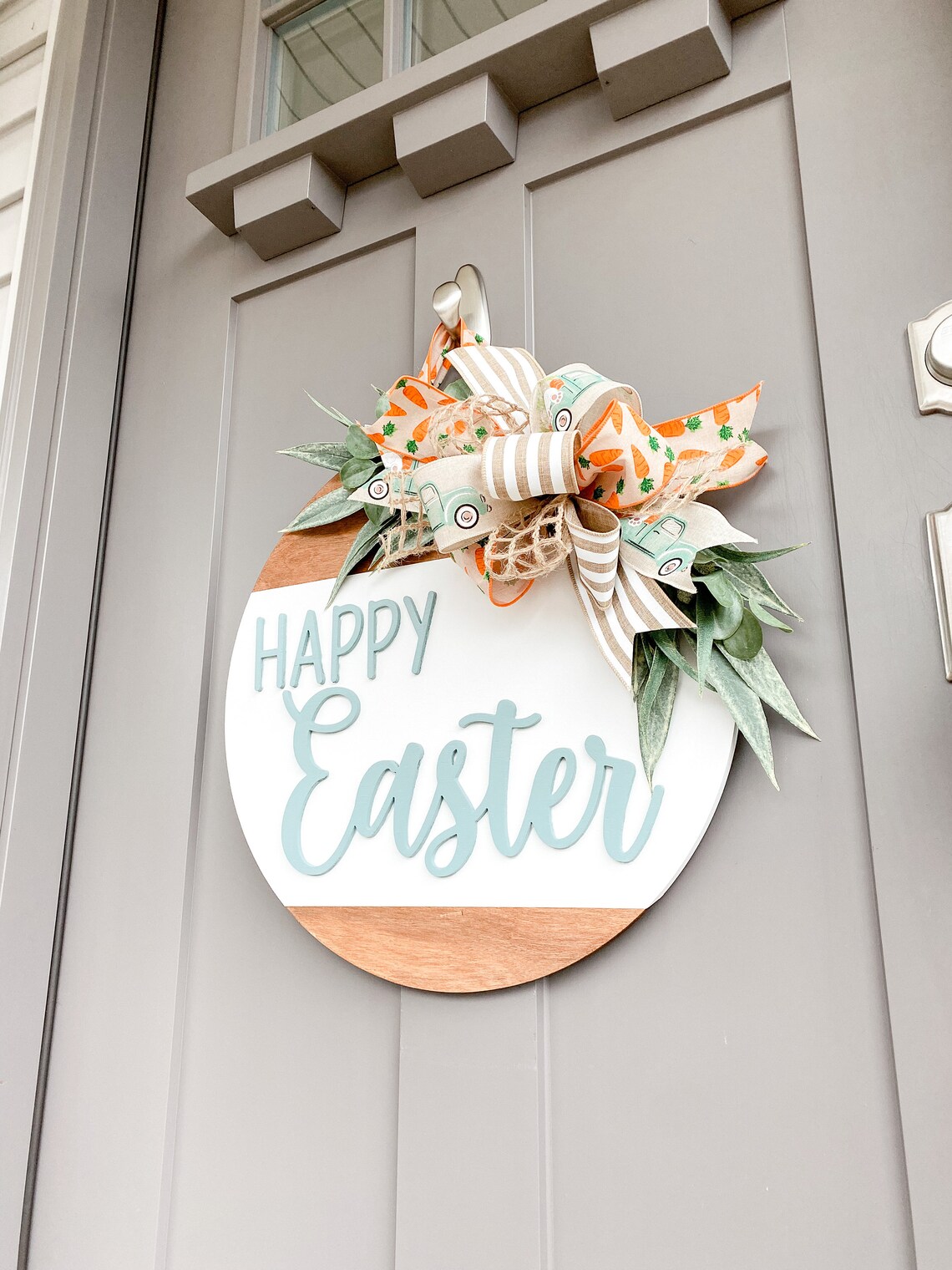 Happy Easter Wood Door Hanger Front Door Decor Spring - Etsy