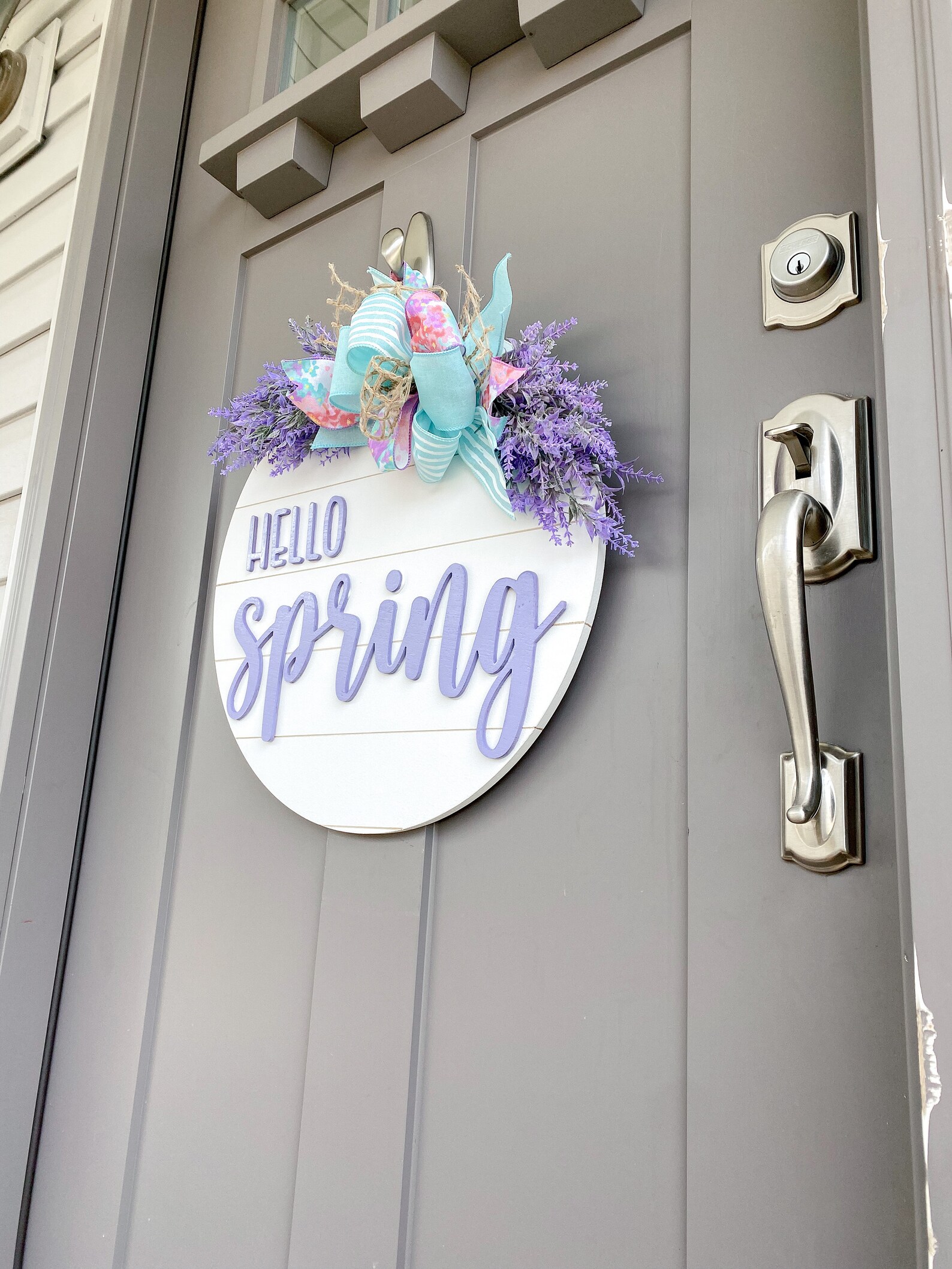 Hello Spring Wood Door Hanger Front Door Decor Spring - Etsy