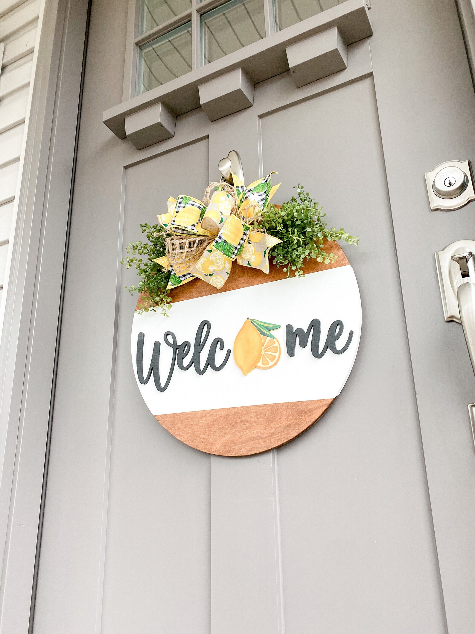 Front Door Decor | Lemon Welcome Door Hanger | Round Wood Sign | Front ...