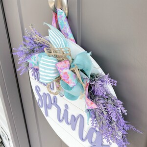 Hello Spring | Wood Door Hanger | Front Door Decor | Spring Door Hanger ...
