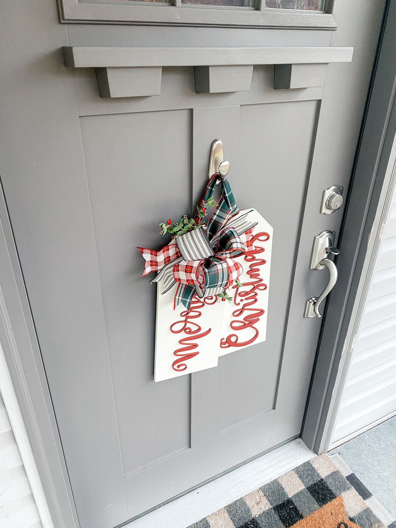 Cream Christmas Front Door Decor | Tag Door Hanger | Christmas Wreath ...