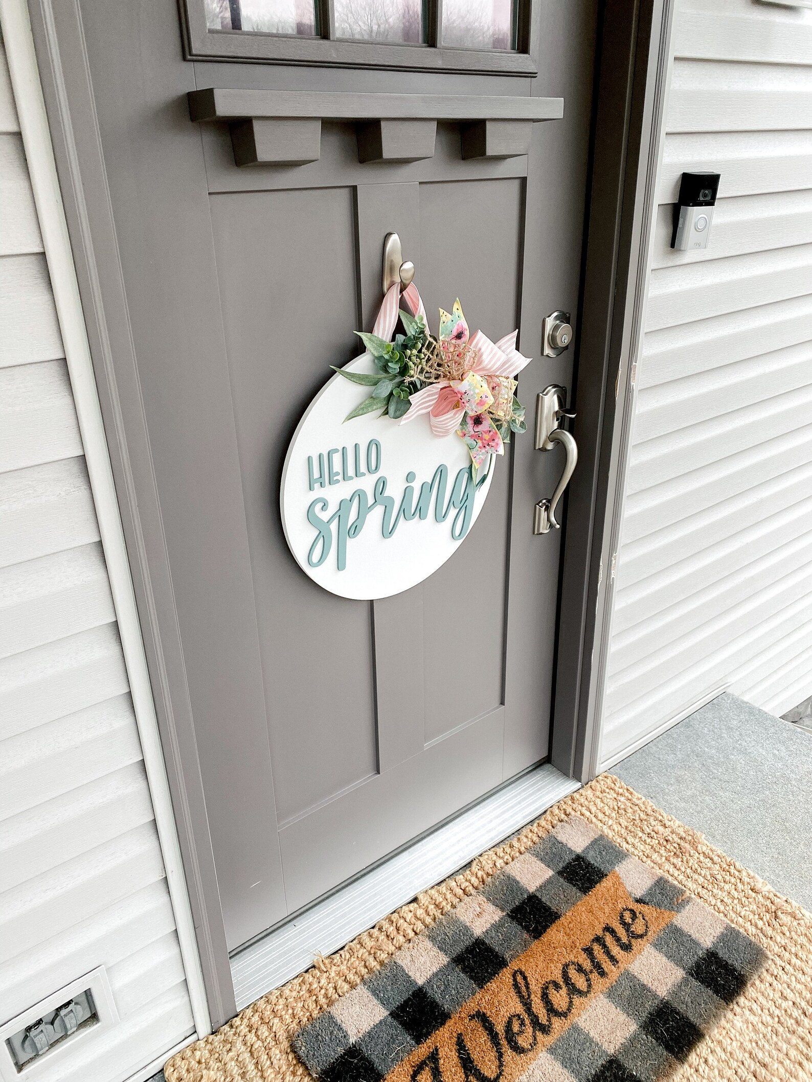 Hello Spring Wood Door Hanger Front Door Decor Spring - Etsy