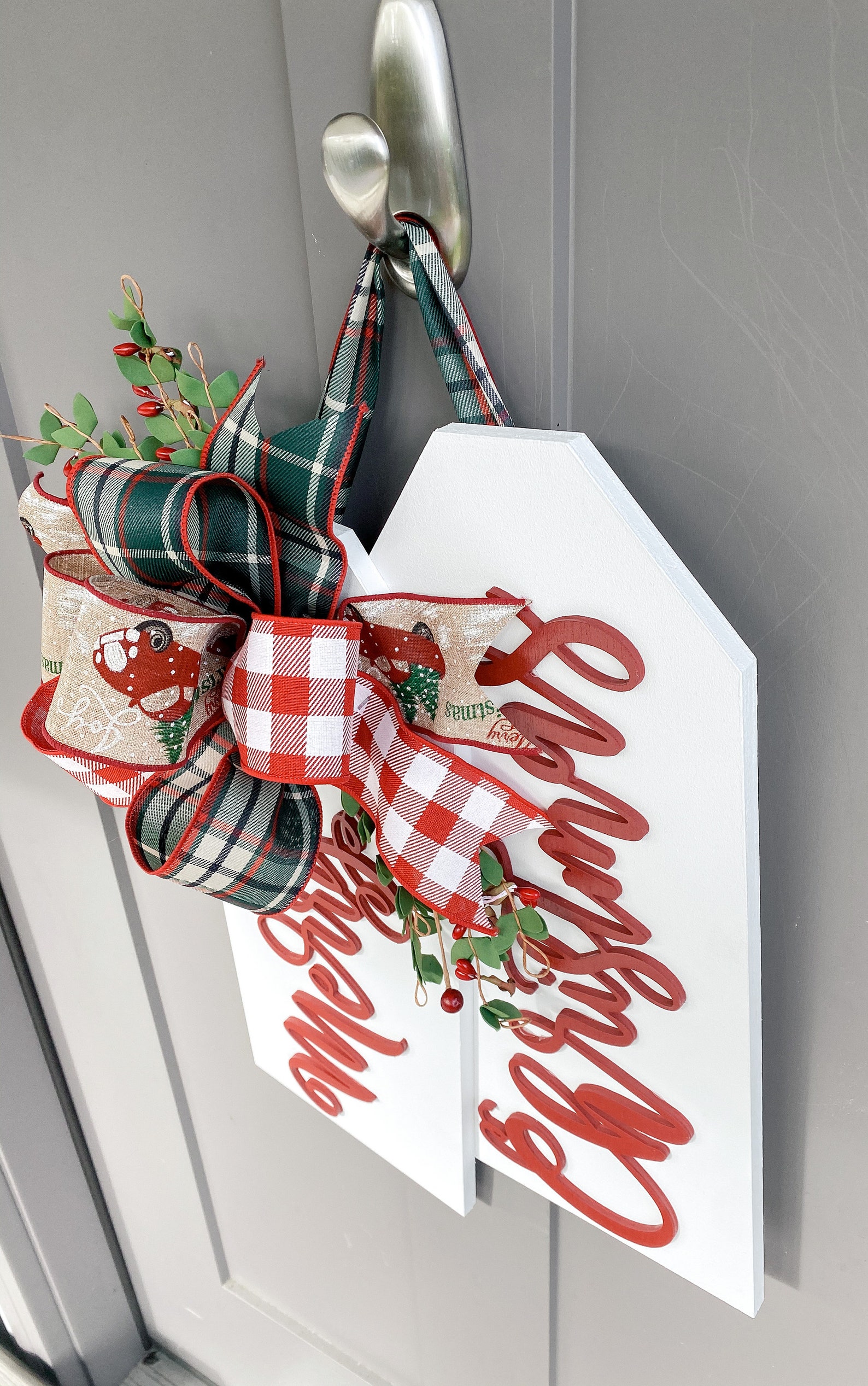 Christmas Front Door Decor Tag Door Hanger Christmas - Etsy