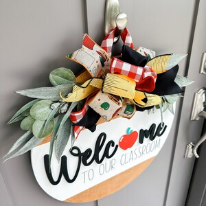Front Door Decor | Welcome to Our Classroom | Door Hanger | Round Wood ...