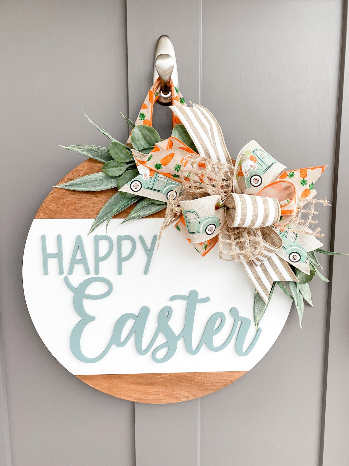 Happy Easter Wood Door Hanger Front Door Decor Spring - Etsy