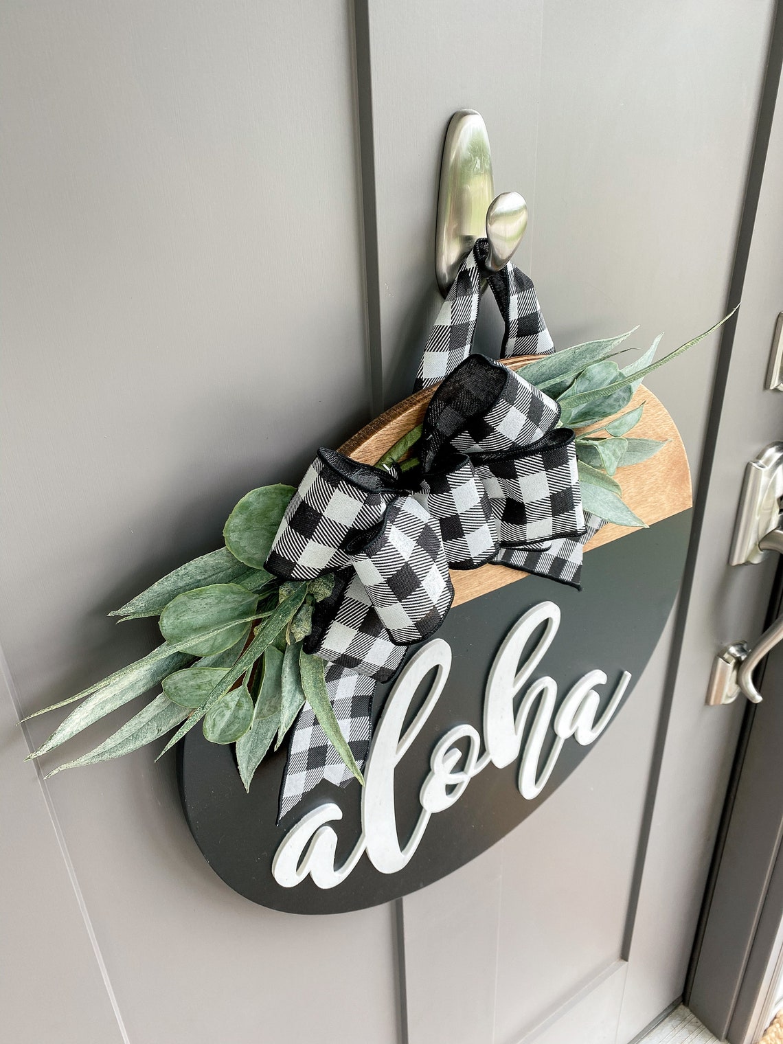 Front Door Decor Aloha Round Wood Sign Front Door Wreath | Etsy