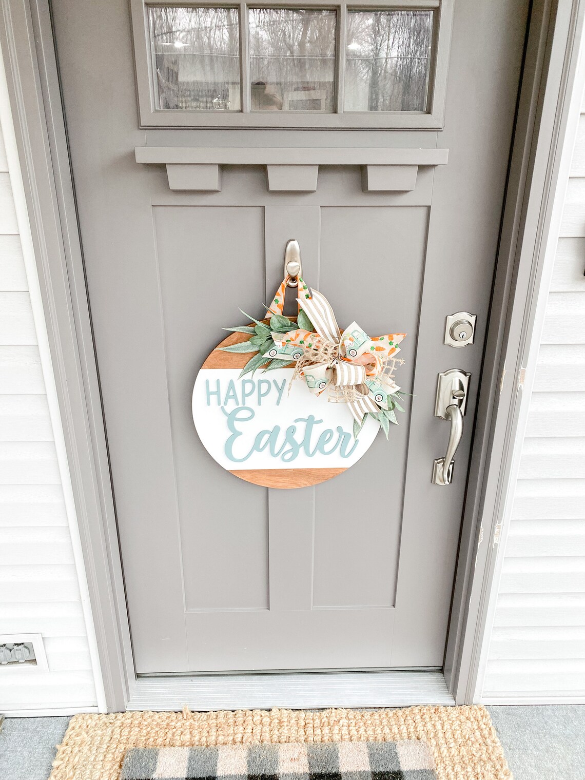 Happy Easter Wood Door Hanger Front Door Decor Spring - Etsy