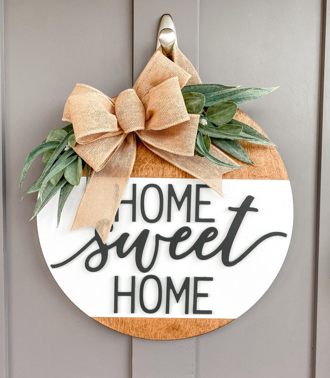 Front Door Decor | Home Sweet Home | Round Wood Sign | Front Door ...