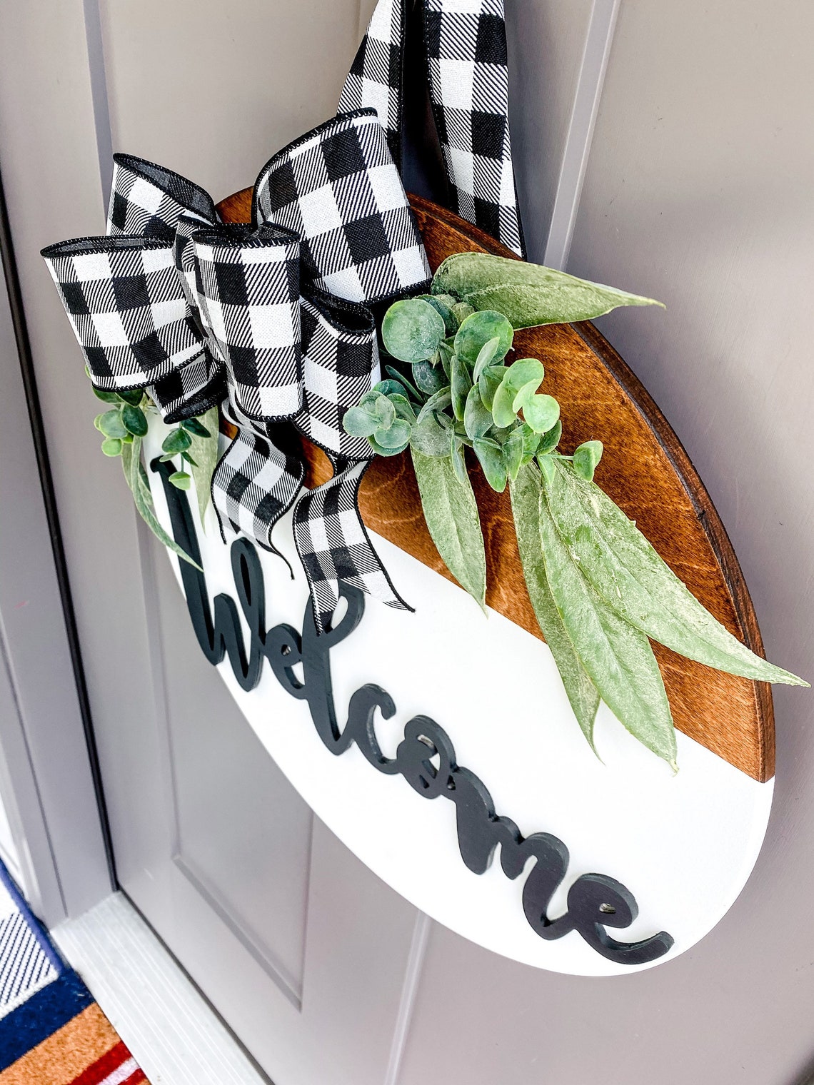 Front Door Decor Welcome Round Wood Sign Front Door - Etsy