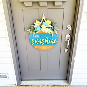 Hello Sunshine | Wood Door Hanger | Summer Front Door Decor | Summer ...