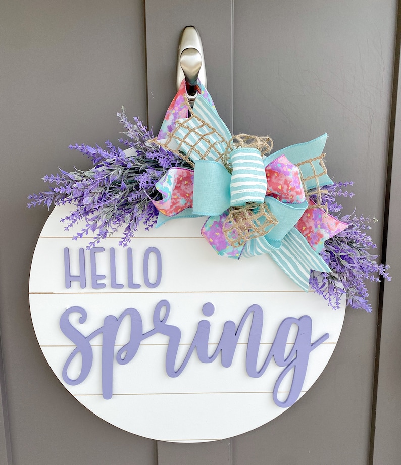 Hello Spring Wood Door Hanger Front Door Decor Spring - Etsy