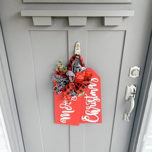 Christmas Front Door Decor | Tag Door Hanger | Christmas Wreath ...