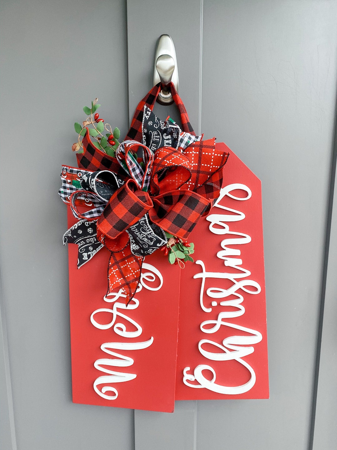 Christmas Front Door Decor | Tag Door Hanger | Christmas Wreath ...
