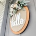 Front Door Decor Gray Hello Round Wood Sign Front Door - Etsy