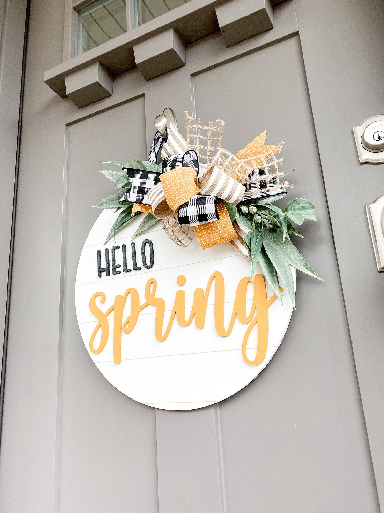 Hello Spring Wood Door Hanger Front Door Decor Spring - Etsy