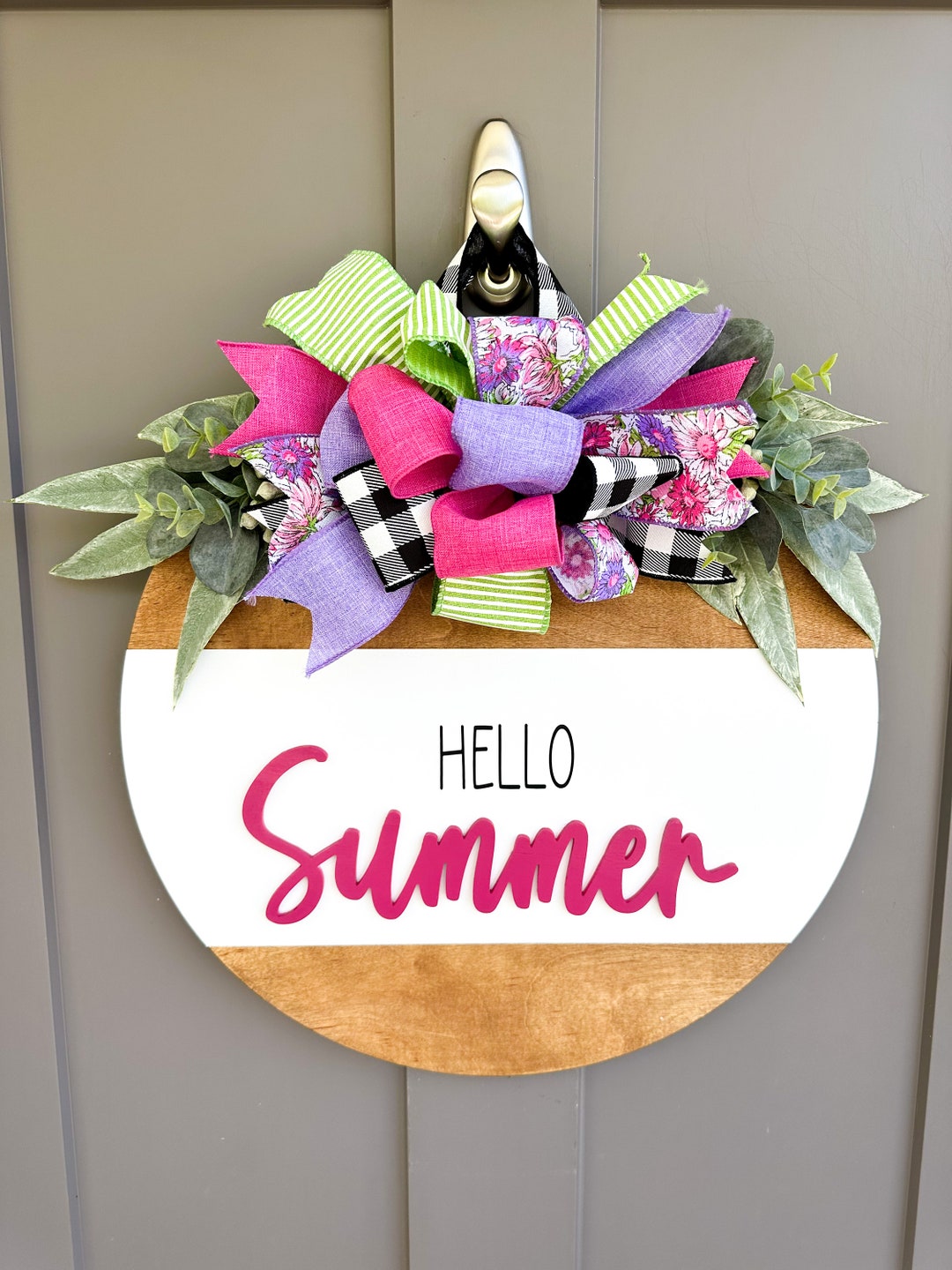 Hello Summer Wood Door Hanger Summer Front Door Decor Summer Door ...