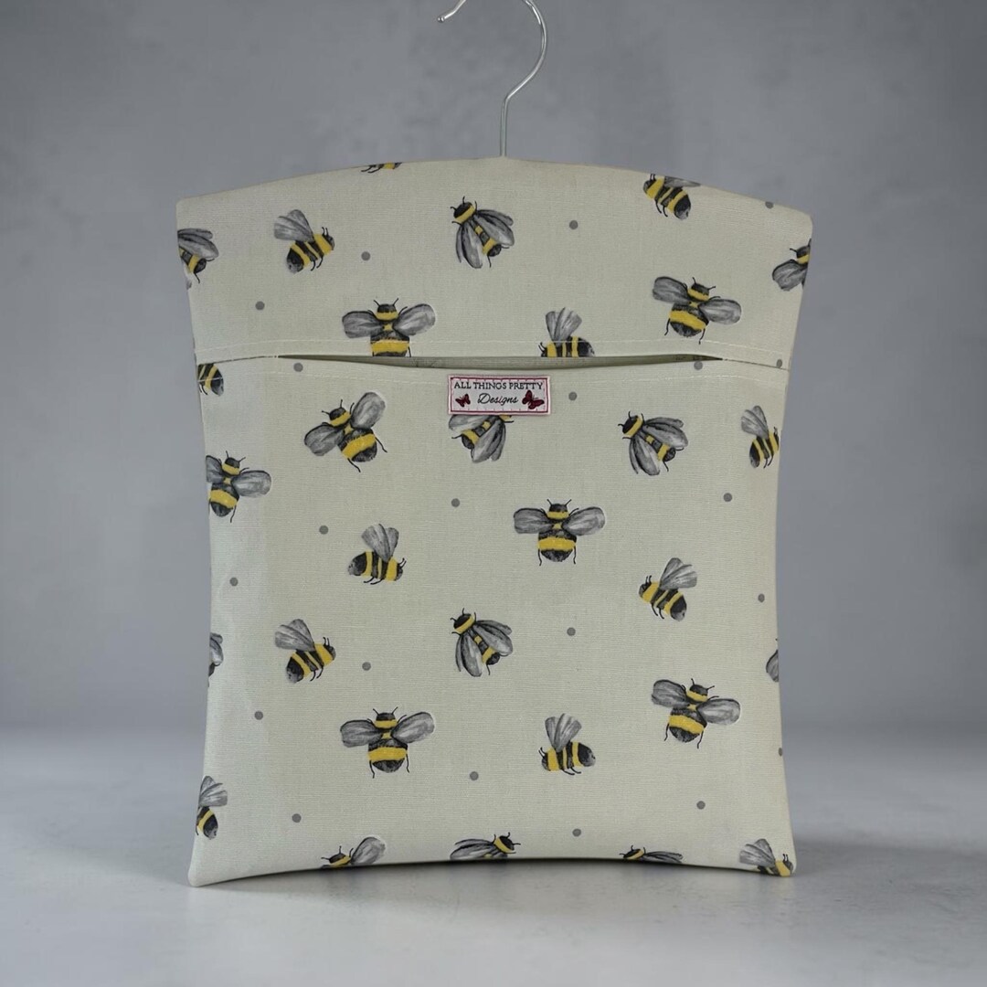 Bees Oilcloth Peg Bag: Wipe Clean. Quality Fabric. Whimsical Design. - Etsy