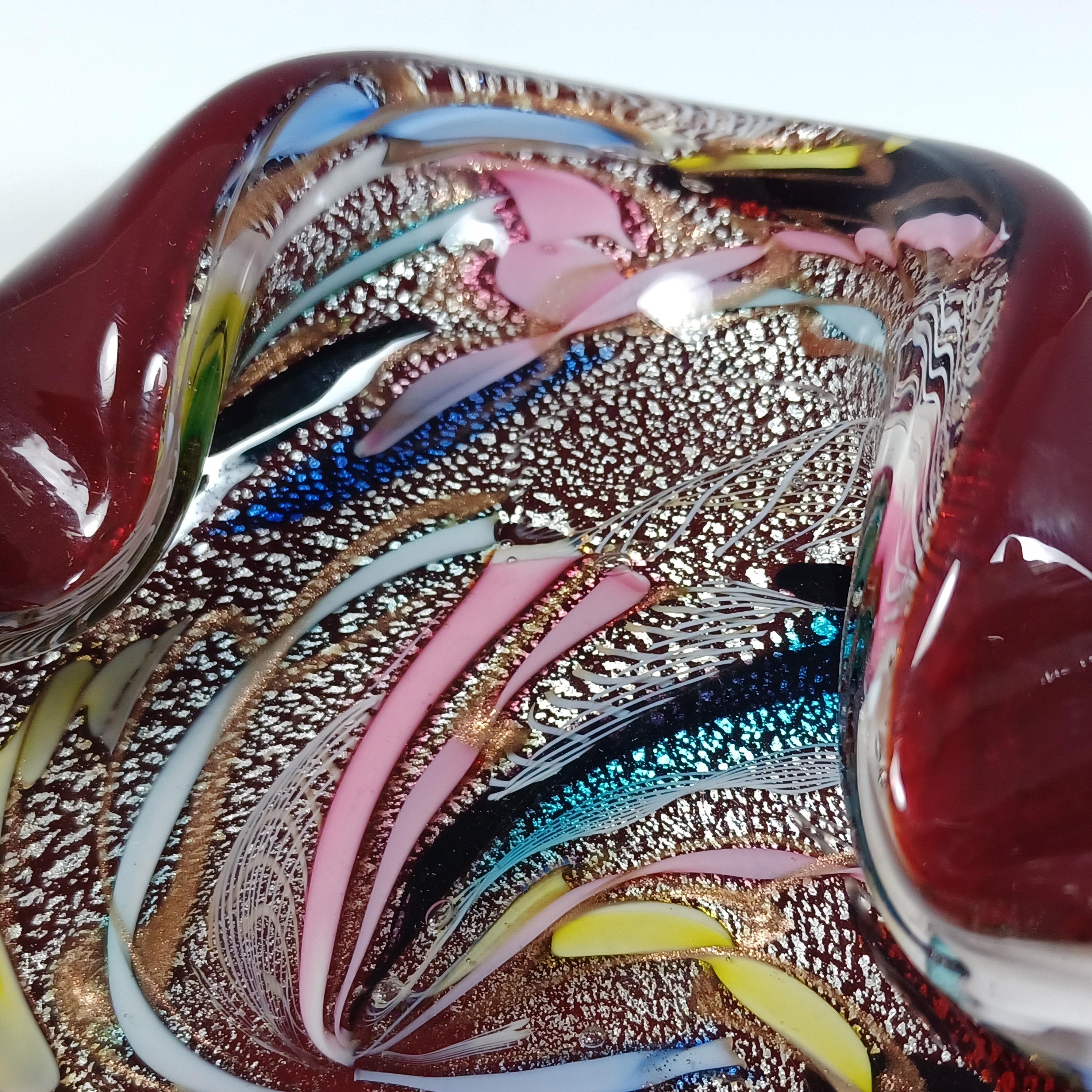 AVEM Murano Zanfirico Bizantino / Tutti Frutti Red Glass Tricorn Bowl ...