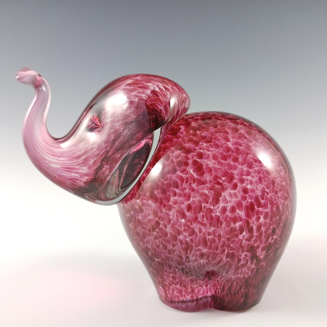 LABELLED Wedgwood Speckled Pink Glass Elephant Paperweight RSW405 - Etsy