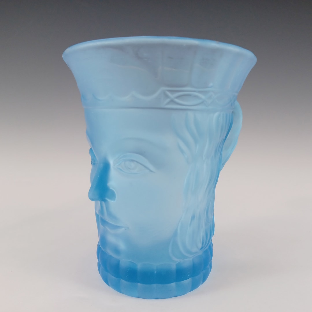 Art Deco Vintage Blue Glass Kings Head Face Tankard #2 - Etsy