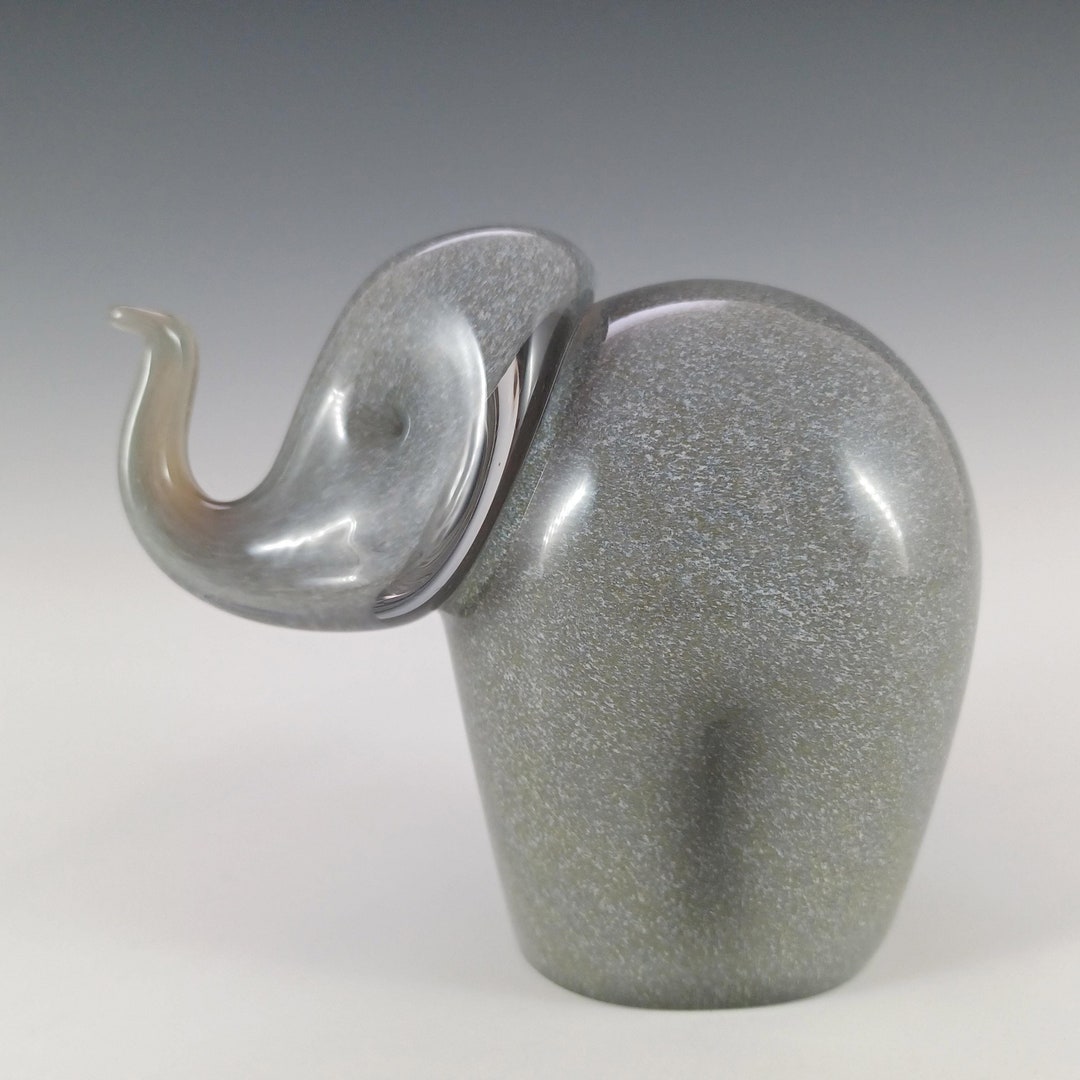 MARKED Wedgwood Speckled Grey Glass Elephant Sculpture RSW405 - Etsy