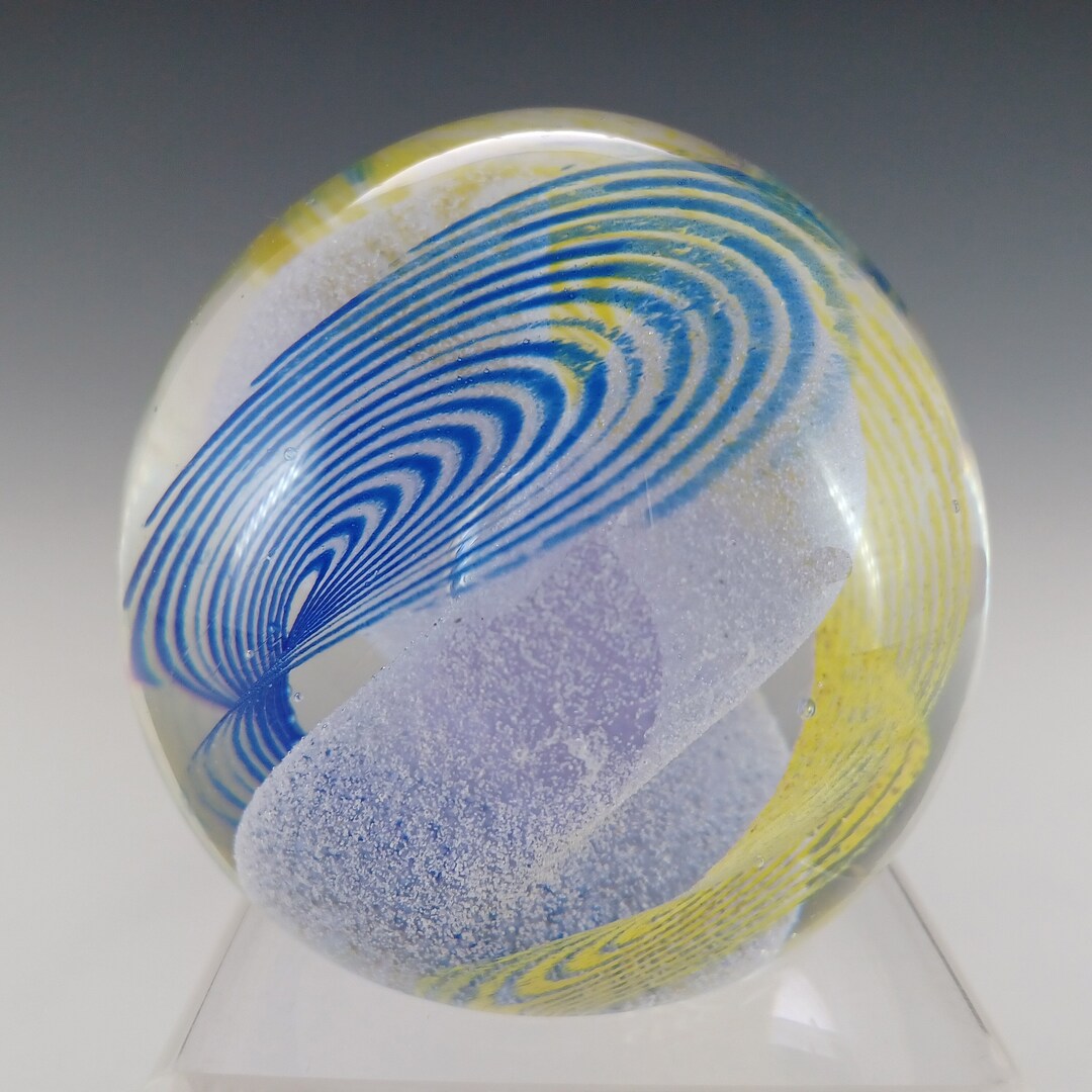 MARKED Caithness Vintage Blue Glass "ripples" Paperweight - Etsy UK