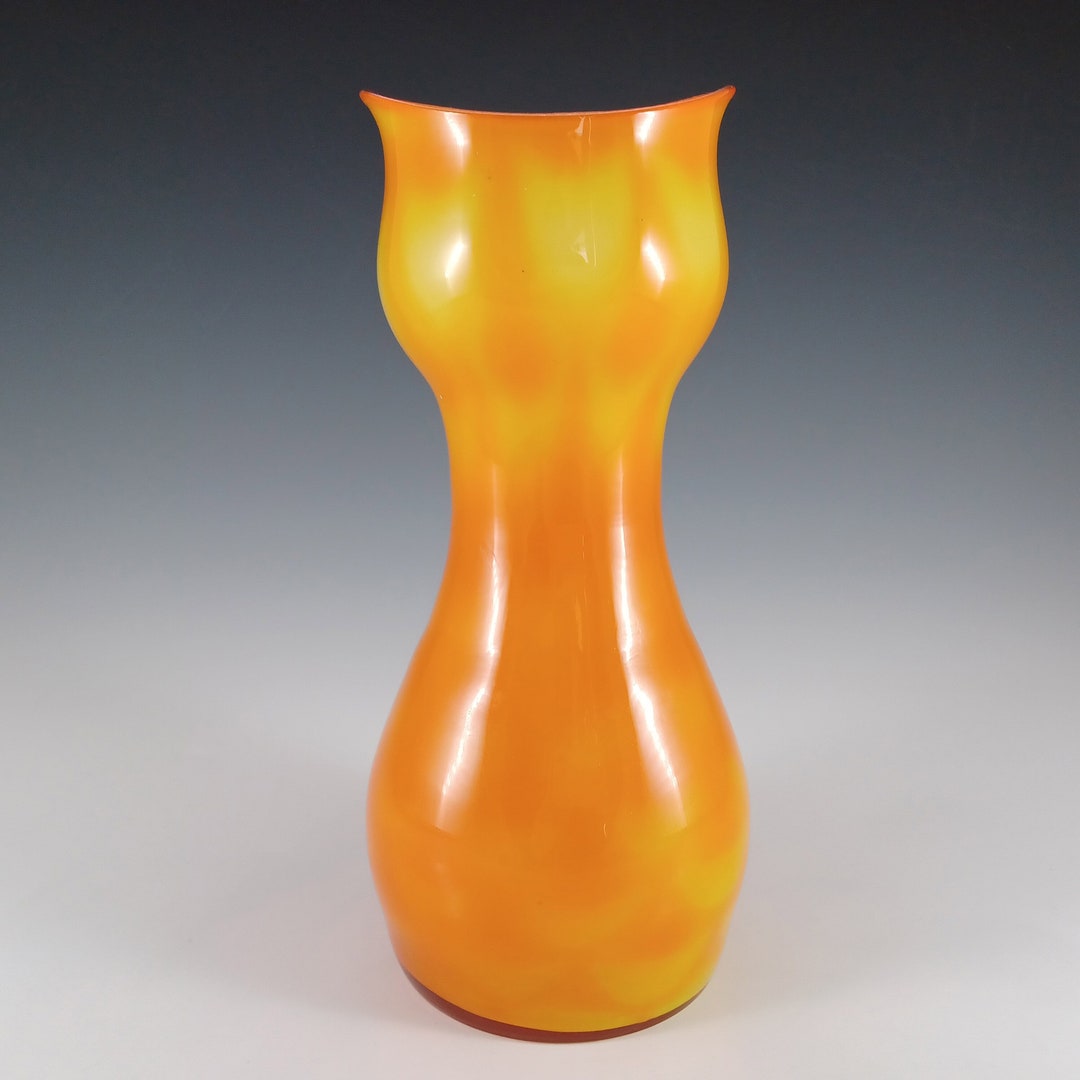 Elme 1970's Scandinavian Orange Cased Glass Peacock Vase - Etsy