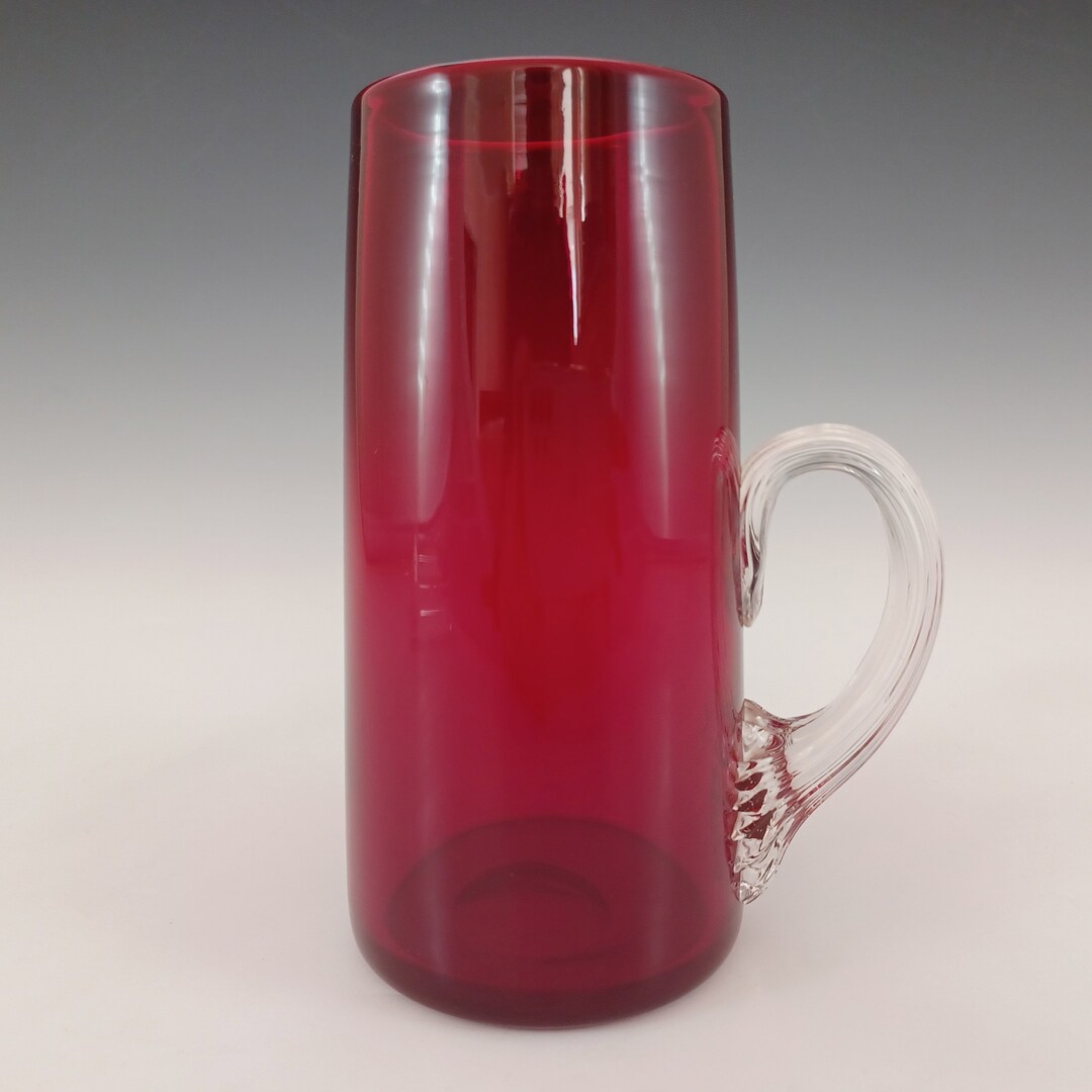 Whitefriars #9504 Vintage Ruby Red Glass 5.75" Cylindrical Jug - Etsy