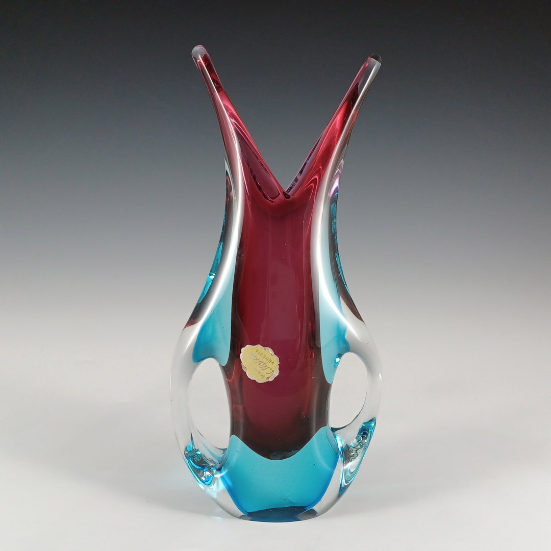 LABELLED L Nason Murano Purple & Blue Sommerso Glass Vase - Etsy