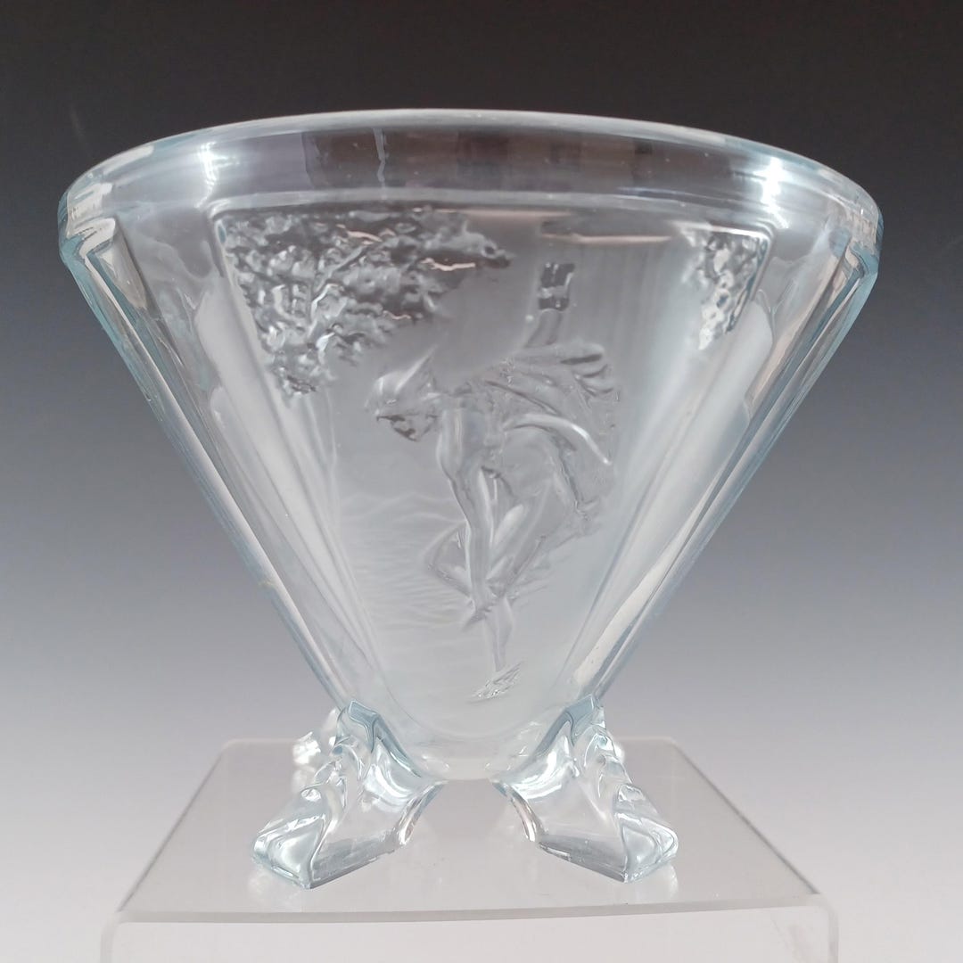 Sowerby #2566 Art Deco 1930's Blue Glass 'mercury' Vase - Etsy