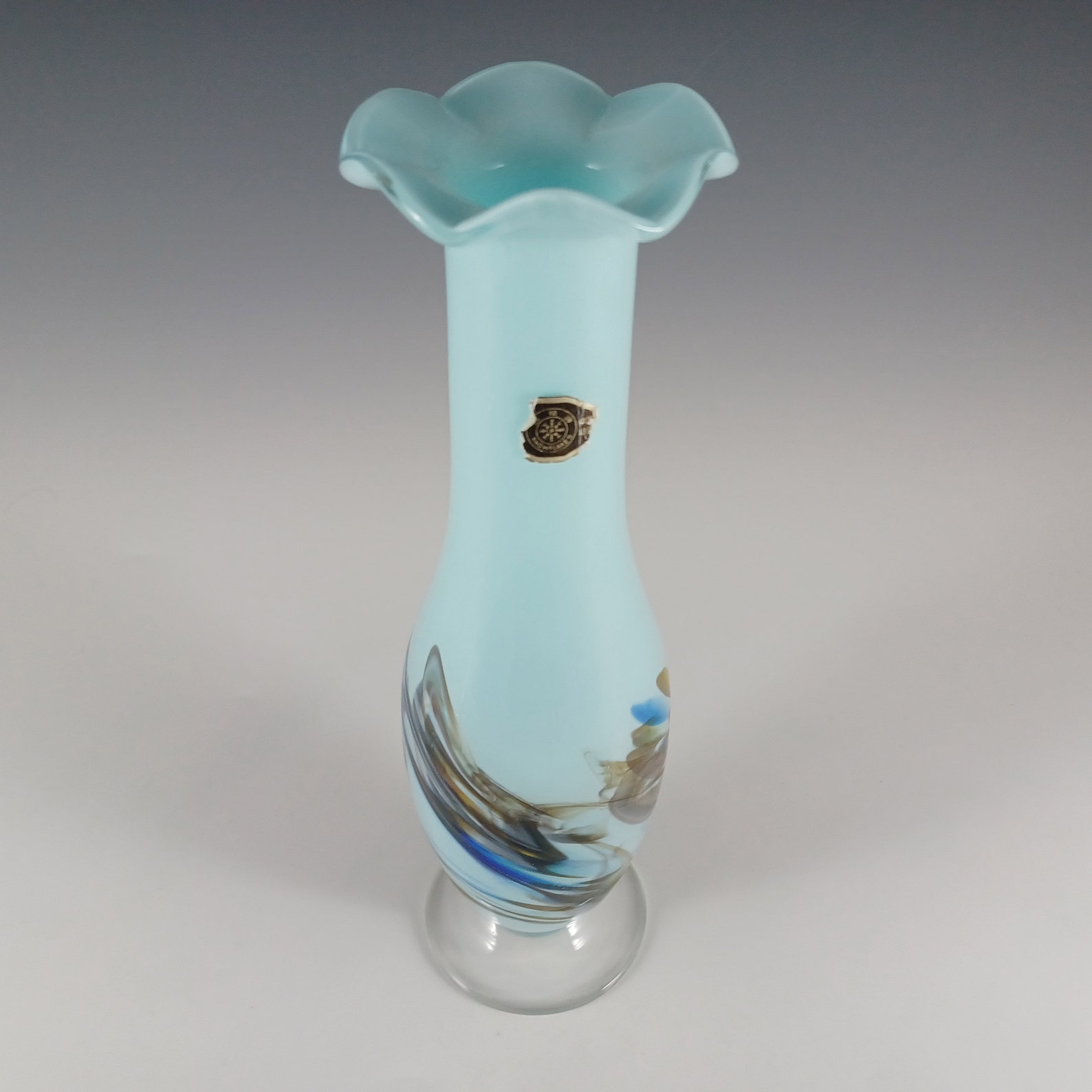 LABELLED Chinese 'snowflakes / Lotus Flower' Vase by Dalian Glass Co - Etsy