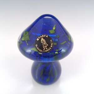 SIGNED Mtarfa Blue & Yellow Glass Vintage Mushroom Paperweight - Etsy