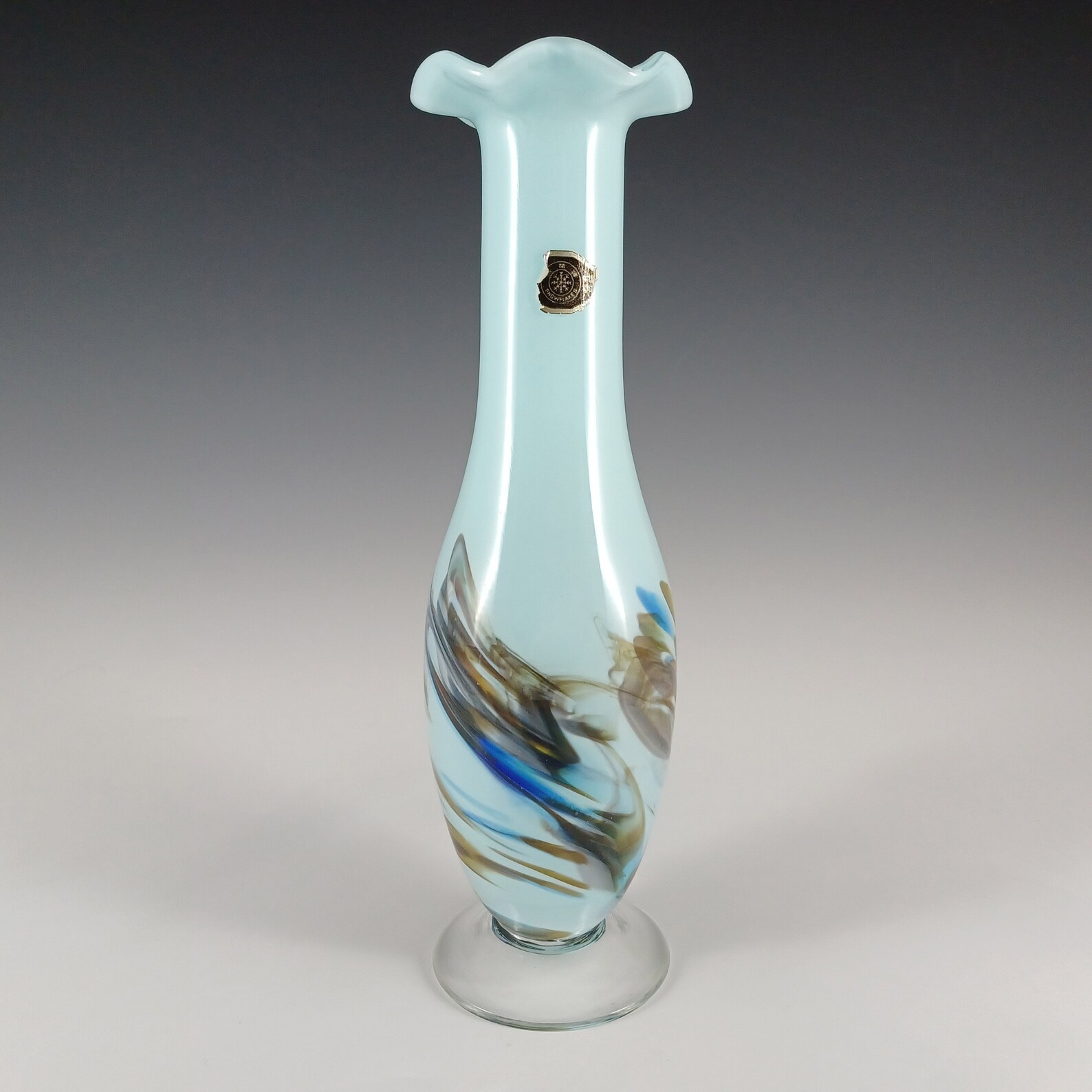 LABELLED Chinese 'snowflakes / Lotus Flower' Vase by Dalian Glass Co - Etsy