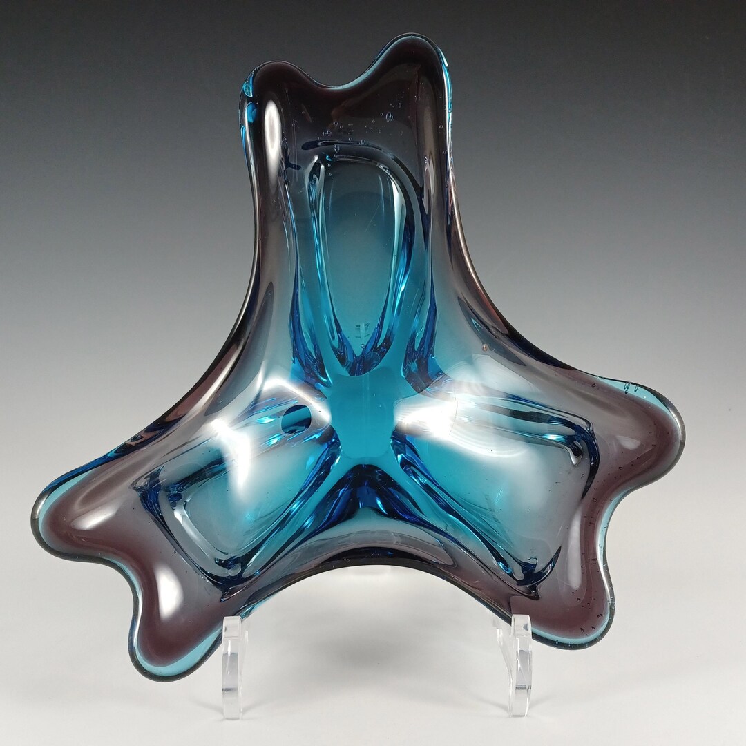 Vetreria Artistica Colonna Murano Purple & Blue Glass Lobed Bowl - Etsy